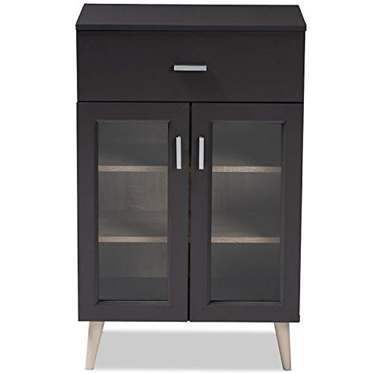 Baxton Studio Jonas Server Cabinet in Dark Grey and Oak Brown