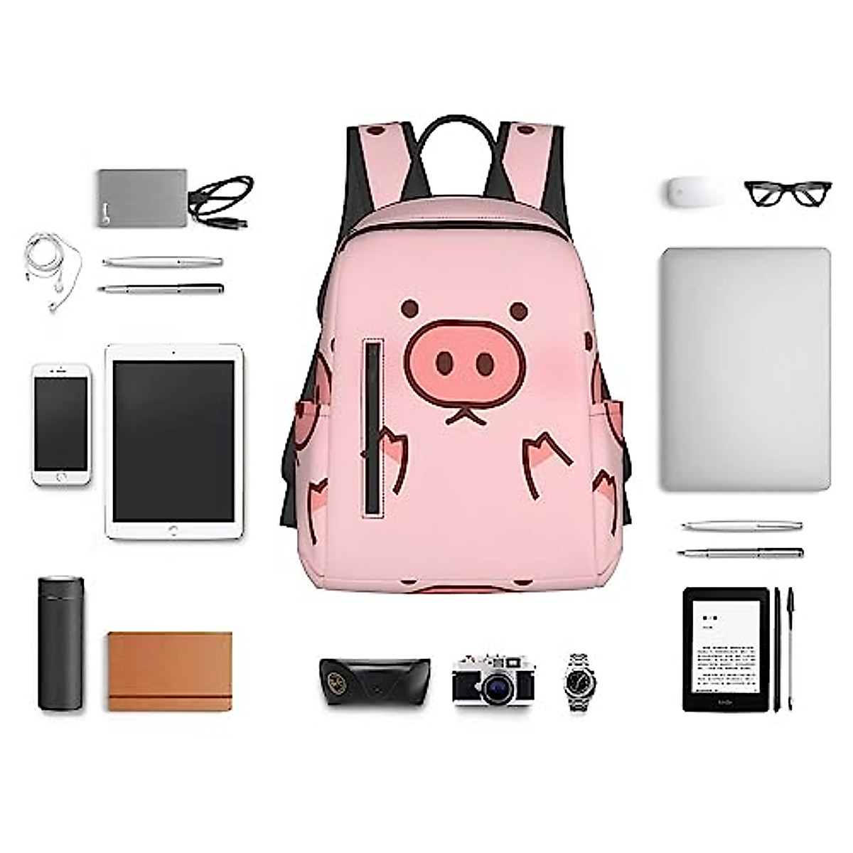 DEHIWI Cute Pig Casual Backpack Bag Lightweight Laptop Bag Travel Laptop Backpack For Women Men