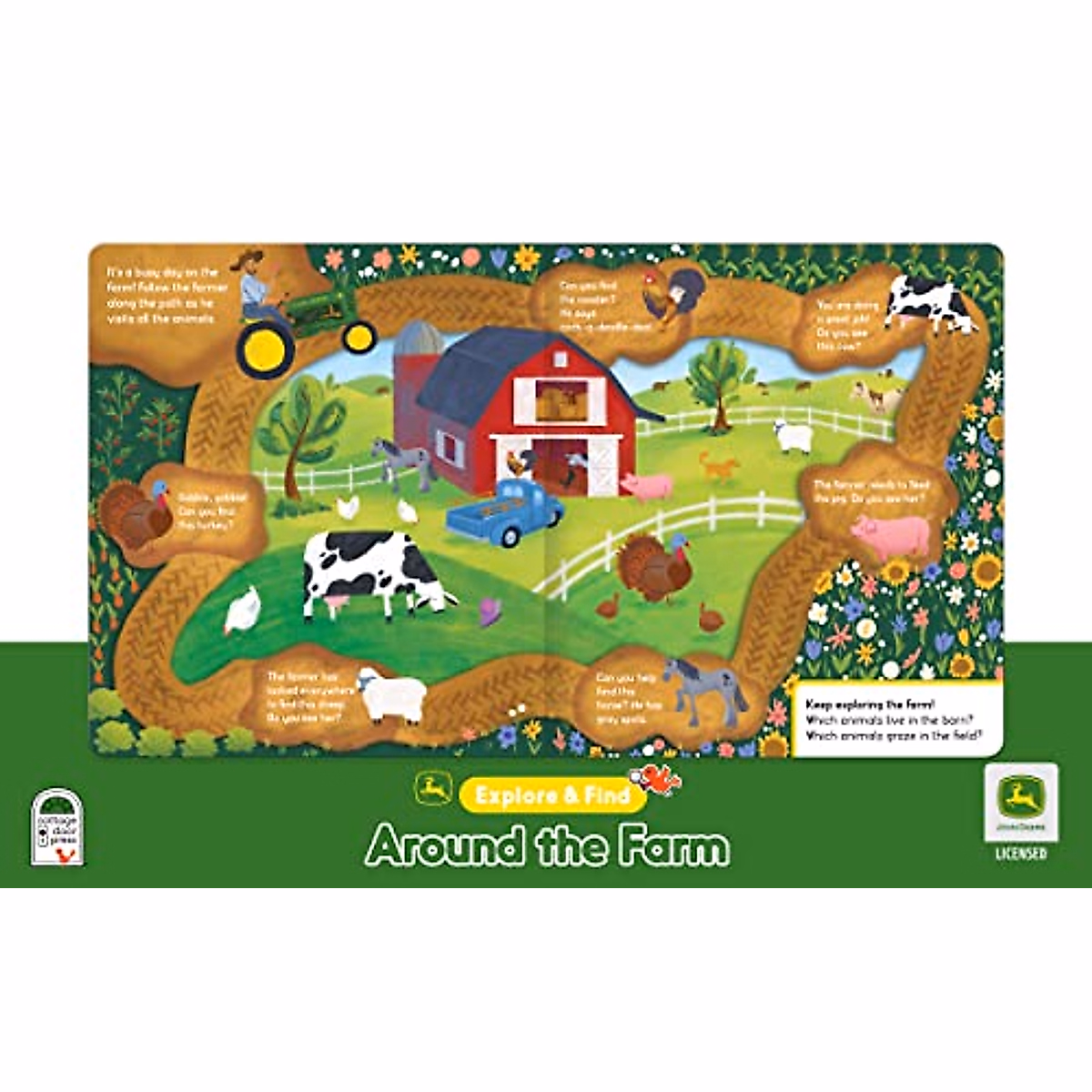 John Deere Around the Farm Explore & Find - A Hidden Look for the Pictures Beginner Board Book for Preschoolers and Toddlers Filled with Tractors, ... and More! (John Deere Explore & Find)