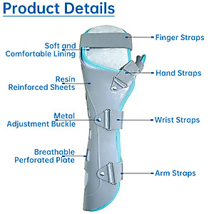 Resting Hand Splint, Wrist Support Brace Adjustable Hand Fracture Fixed Strap Sprain Carpal Tunnel Splint, Hand Tendinitis Pain Relief from Sports Injury Splint(Left)