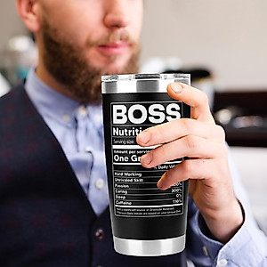 Tinasona Black Best Boss Gifts for Men Women You’re A Great Bosses Tumbler 20 Oz Cup Birthday Christmas Gifts for Boss Day Funny Coffee Mug Cup