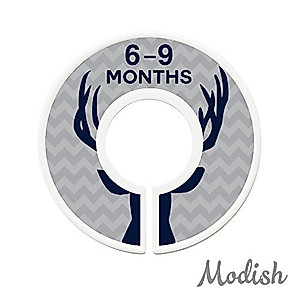Modish Labels Baby Clothes Size Dividers, Baby Closet Organizers, Size Dividers, Baby Closet Organizers, Closet Dividers, Clothes Organizer, Nursery, Boy, Woodland, Deer, Navy, Orange, Gray (Baby)