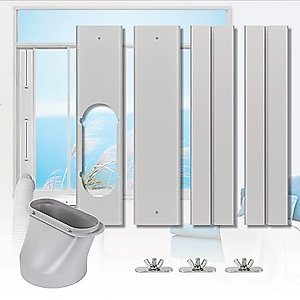 Portable Air conditioner Window Kit, Adjustable Vertical/Horizontal Sliding Window Kit Plate for AC Unit, AC Window Vent Kit, AC Window Seal Suitable for 5.9” AC Exhaust Hose