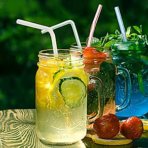 〖500packs〗 Disposable Plastic Straws -9.45" Extra Height Drinking Straws Prefer for Tumblers/Bottled Drinks/All Hot or Cold Drinking Striped Color Mixed