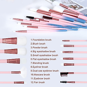 Makeup Brushes - 12 Pcs Makeup Brush Sets for Foundation Eyeshadow Eyebrow Eyeliner Blush Powder Concealer Contour Shadows with Case