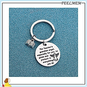 FEELMEM Teacher's Prayer Keychain Teacher Gift A Teacher’s Guardian Angel Protect in Everything You Do Keychain Thank You Gift for Teacher Appreciation Gifts Jewelry (Teacher)
