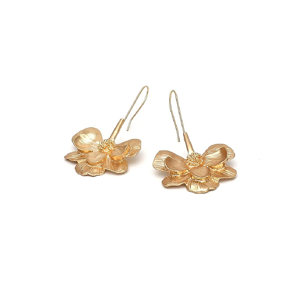 Flower Statement Earrings for Women, Flower Petal Earrings for Woemns, Gold Flower Floral Dangle Earrings Hypoallergenic, Cute Flower Earrings Studs, Zinc, No Gemstone