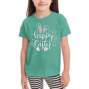 Happy Easter Shirt for Toddler Baby Girls Boys Bunny Rabbit Graphic T-Shirt Letter Print Tees Holiday Tops Green