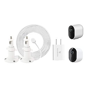 Wasserstein Bundle - Arlo White 16ft Weatherproof Magnetic Charging Cable & 2-Pack White Adjustable Metal Mount Compatible with Arlo Pro 3/Pro 4 & Arlo Ultra/Ultra 2 ONLY