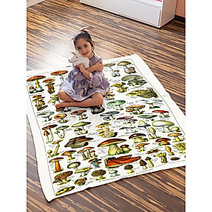 Avalokitesvara Vintage Edible Mushroom Flannel Blanket Super Soft and Warm for Bed Couch Sofa 60x50 Inch for Teen Blanket