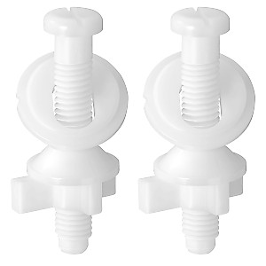 2 Pack Toilet Seat Screws Replacement White Plastic Toilet Seat Hinge Bolts Screws with Nuts for Top Mount Toilet Seat Hinges