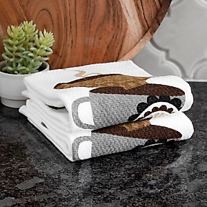 T-Fal Textiles 62459 2-Pack Coffee Cup Print Dual Sided Woven Weave Cotton Kitchen Dish Towel