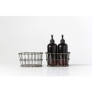 Creative Co-Op Distressed Metal Wire Basket, Brown