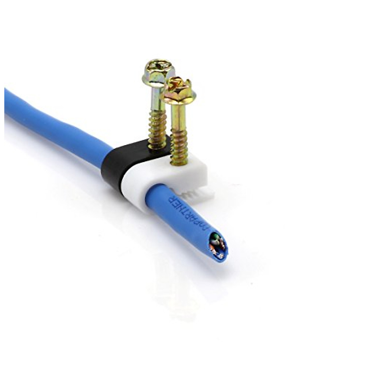 THE CIMPLE CO - Single Coaxial Cable Clips, Cat6, Electrical Wire Cable Clip, 1/4 in (6 mm) Screw Clip and Fastener, Black (100 Pieces per Bag)