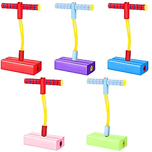 Deekin 5 Pcs Foam Pogo Jumper Stick Pogo Toy Valentines Present Foam Bungee Jumper Bulk Makes Squeaky Sounds for Teens Adults Outdoor Indoor Fun Gifts Toys Supports up to 250lbs