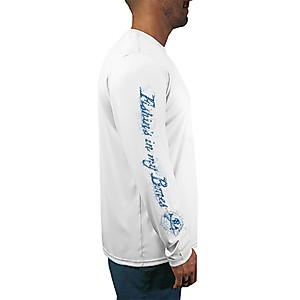 Rattlin Jack Men's UPF 50+ Peacock Bass Fishing Shirts Long Sleeve L White