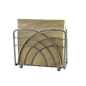 Deluxe Metal Napkin Holder Self Standing Silver Cafe Cocktail and Luncheon Napkin Holder Caddy
