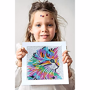 FURDOHAI 5d Diamond Art for Kids Suitable for Ages 6-12 Diamond Art and Crafts Creative Gift (cat)