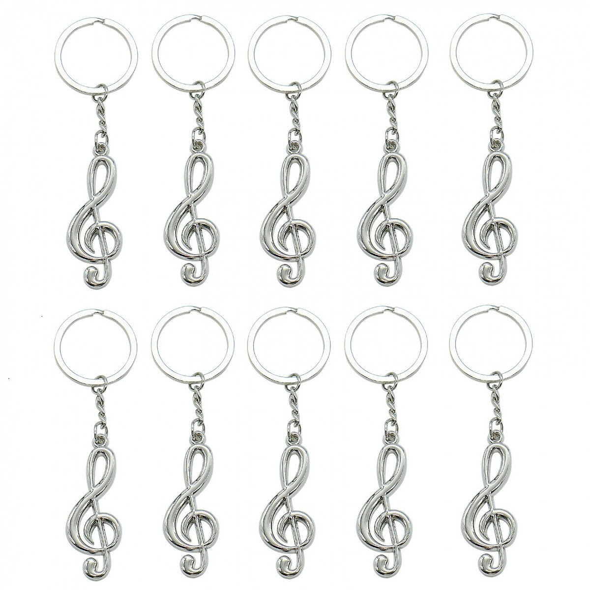 SenseYo 10 Pcs Musical Note Key Chain Metal Music Symbol G-Clef Key Ring Keychain Trinket