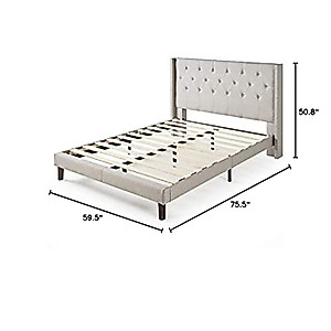 ZINUS Annette Upholstered Platform Bed Frame / Mattress Foundation / Wood Slat Support / No Box Spring Needed / Easy Assembly, Full
