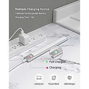 Pluralla Closet Light Rechargeable, 41 LED Under Cabinet Light with Motion Sensor, Magnetic Wireless Light Fixtures, 3 Colors Dimmable Under Counter Night Light for Kitchen/Wardrobe/Stairway - 2 Pack