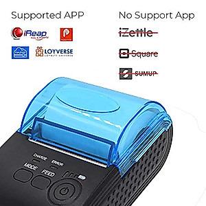 MUNBYN 58mm Bluetooth Receipt Printer, Mobile Wireless Receipt Printer Large Paper Warehouse BT 4.0 Thermal Printer, Portable 58mm Personal Bill POS Receipt Printer, for Android Windows, Do not Square