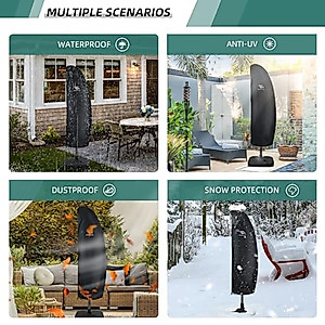 Patio Umbrella Cover, Zadst Cycle Parasol Outdoor Umbrellas Cover for 11ft to 14ft Oxford Fabric, Cantilever Parasol Cover with Zipper and Rod, Heavy Duty Offset Umbrella Cover