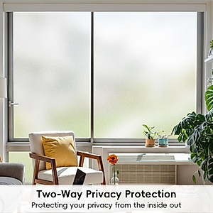 DIFIT Window Privacy Film, Frosted Glass Window Film, Static Cling Window Film, Window Sticker Privacy, Opaque Vinyl Window Film for Glass Door Bathroom Office Living Room (11.8X78.7 inches)