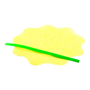 Restaurantware 8.75 Inch x 8.75 Inch Lemon Squeeze Cloths, 100 With Green Satin Ribbon Lemon Covers - Mesh, Reusable, Yellow Cheesecloth Lemon Nets, For Lemon Halves And Wedges - Restaurantware
