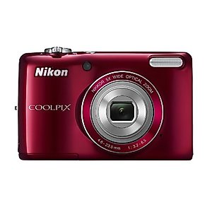 Nikon COOLPIX L26 16.1 MP Digital Camera with 5x Zoom NIKKOR Glass Lens and 3-inch LCD (Red) (OLD MODEL)