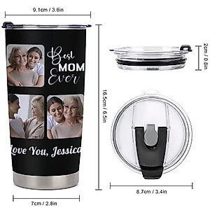 Personalized Picture Coffee Mug with Text Name Gift on Mother's Day Birthday for Mom Wife Grandma Custom Photo Travel Tumbler Insulated Stainless Steel Image Cup