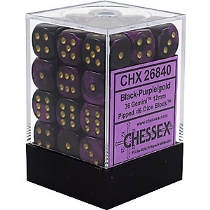 Chessex DND Dice Set- D&D Dice-12mm Gemini Black, Purple, and Gold Polyhedral Dice Set-Dungeons and Dragons Dice Includes 36 Dice – D6, Various, (CHX26840)