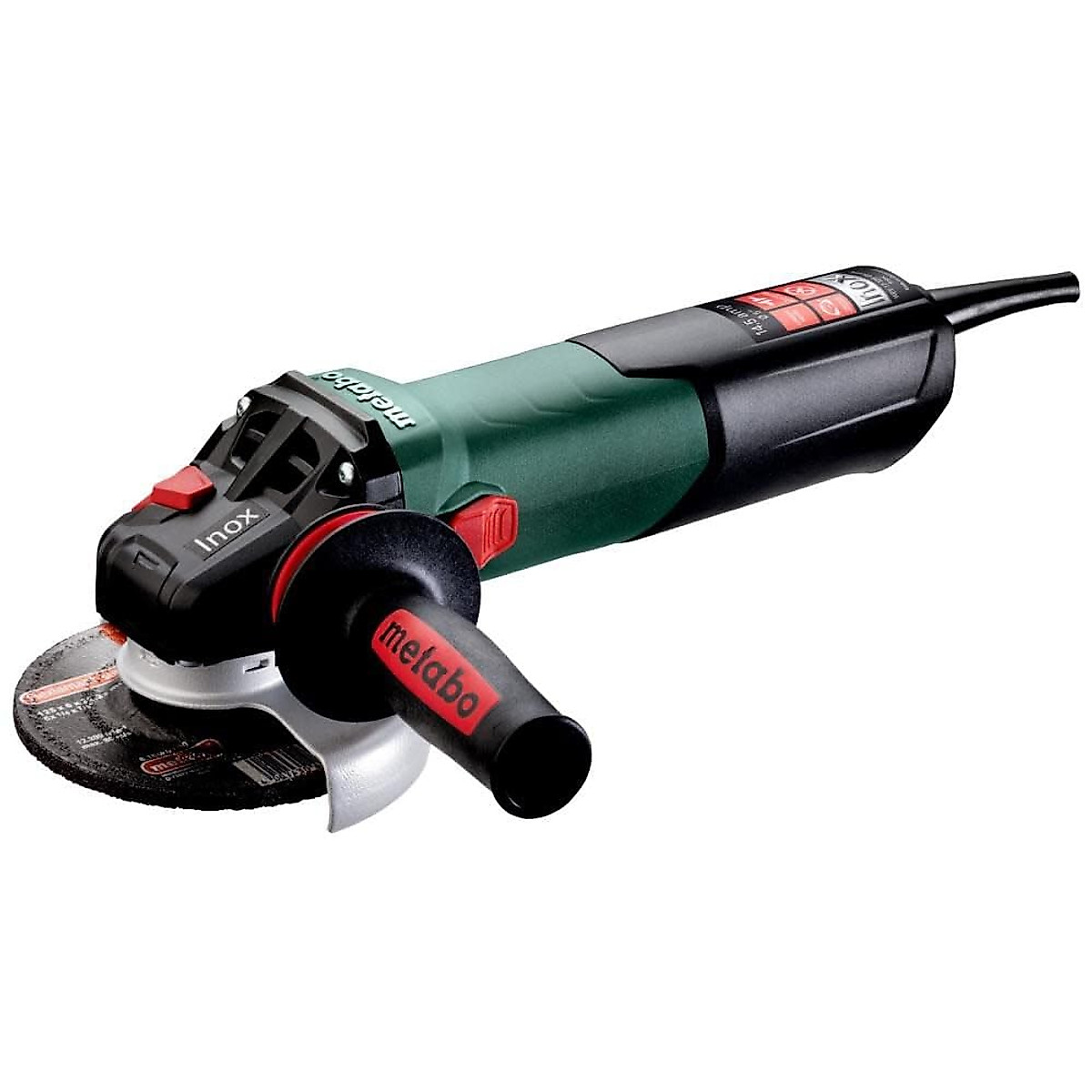 Metabo 4-1/2-Inch / 5-Inch Variable Speed Angle Grinder, 2,000-7,600 RPM, 14.5 Amp, Electronics, Slide Switch (Locking), Safety Clutch, M-Quick Wheel Change, WEV 17-125 Quick Inox, 600517420, Green