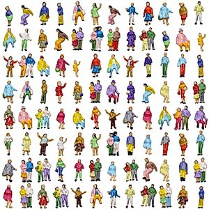 P150W 100pcs 1:160 Painted Figures N Scale Standing People Assorted Poses Model Trains