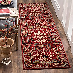 SAFAVIEH Antiquity Collection 8' x 10' Red / Multi AT64A Handmade Traditional Oriental Premium Wool Area Rug