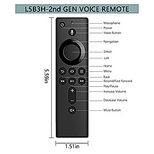 L5B83H Replacement Voice Remote Control (2nd GEN) fit for Amazon 2nd Gen Fire TV Stick, 2nd Gen Fire TV Cube, 1st Gen Fire TV Cube, Fire TV Stick 4K, Fire TV Stick Lite, 3rd Gen Amazon Fire TV