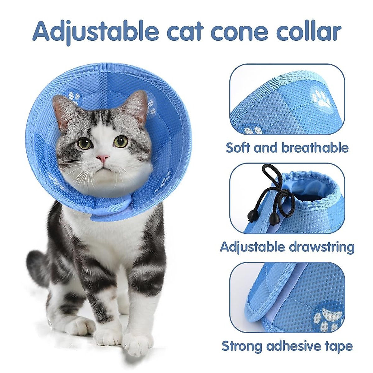 Jaxbo Soft Cat E Collar，Cat Recovery Collar，Adjustable Cat Cone Collar Elizabethan Collar Does Not Block Vision