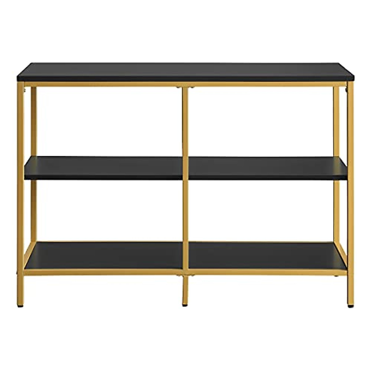 OSP Home Furnishings Modern Life Contemporary Double 3 Shelf Bookcase and Credenza, Black