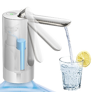 Water Dispenser, 5 Gallon Water Dispenser, Rechargeable Water Pump for 5 Gallon Bottle for Home, Office & Outdoor (White)