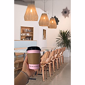 50-Pack 12 OZ Eco-Friendly Disposable Coffee Cups with Lids & Sleeves - Premium Biodegradable Paper Cups for Hot/Cold Beverages - Ideal for Parties, Offices & On-the-Go - Pink