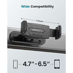 APPS2Car Gym Magnetic Phone Holder, 360 Adjustable, Compatible with 4.7-6.5" Smartphones, Alloy Base and Joint, Black