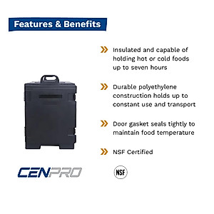 CenPro Insulated Food Pan Carrier, Holds 5 Full-Size Food Pans 2-1/2" Deep, Black (29A-007)