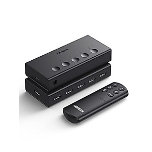UGREEN HDMI Switch 5 in 1 Out 4K@60Hz, HDMI Splitter with Remote 5 Port HDMI Switcher Selector Support 3D CEC HDR HDCP2.2 Compatible with PS5/4/3 Xbox Nintendo Switch Roku TV Fire Stick Black