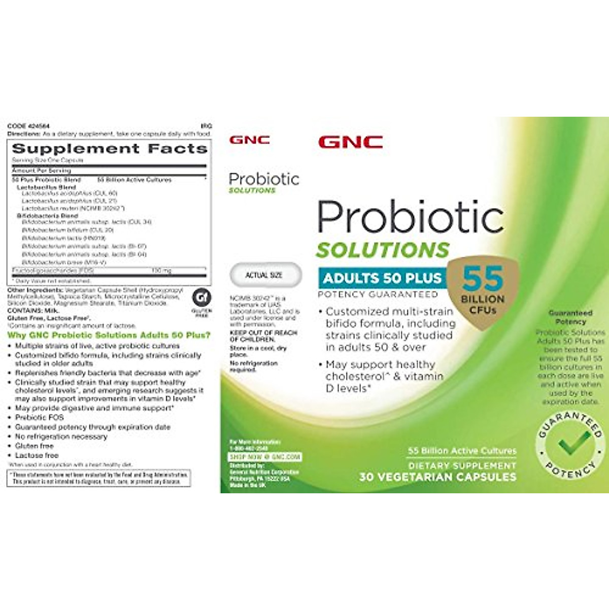 GNC Probiotic Solutions Adults | Customized Vegetarian Formula for Adults 50+, Supports Digestive and Immune Health | 30 Capsules