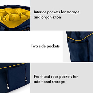 Creative Knitwear Diaper Tote Bag, Large Multi-Purpose Bag with Changing Pad, Michigan Wolverines Logo, Navy/Gold