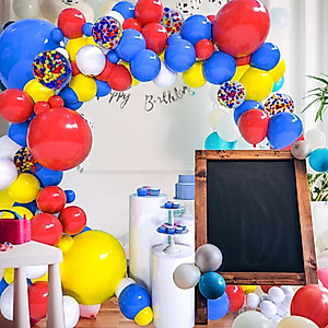 Yellow White Dark Red Dark Blue Balloons and Confetti Balloon for Baby Shower Birthday Graduation Wedding Festival Party Decoration