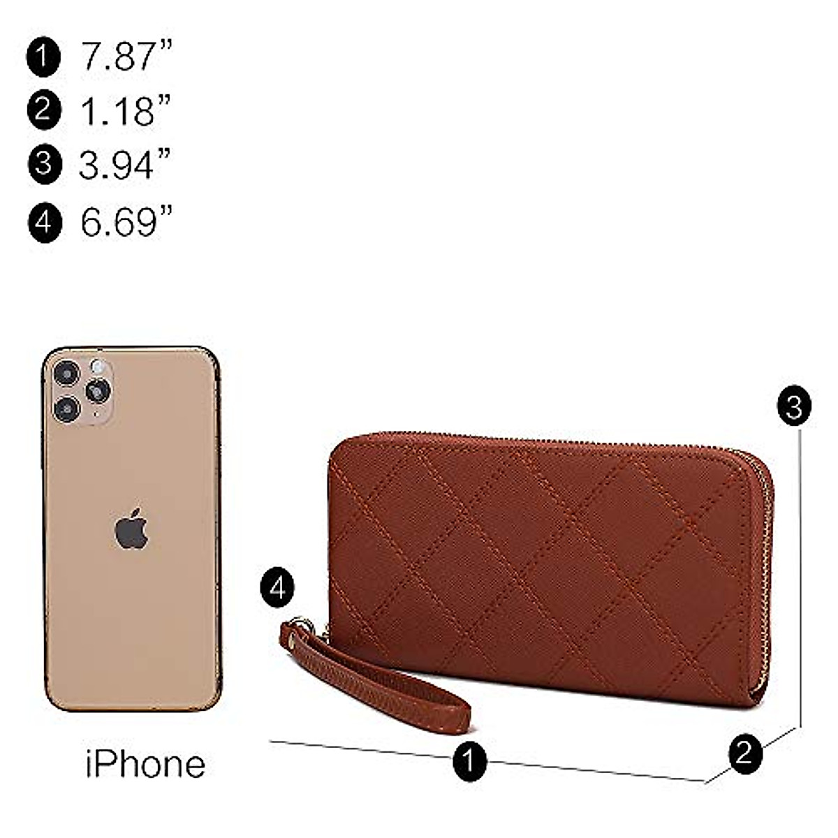 MKF Wallet Wristlet Handbag for Women – PU Leather Bag – Double Zipper Multi Compartment Designer clutch Purse