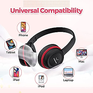 vinamass Kids Bluetooth Headphones, 22H Playtime, Bluetooth 5.0 & Built-in Mic, Noise Cancelling Headphones for Kids, Adjustable Headband, for School Home iPad Tablet Airplane