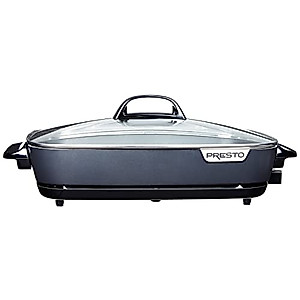 Presto 06858 Slimline Skillet with Glass Cover Electric, 16 Inch, Black