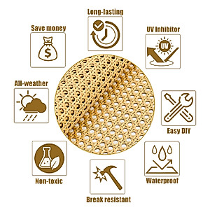 Plastic Rattan Webbing Roll, 24 Inch x 6.6 Feet, Faux Cane Webbing for DIY Home Decor Caning Projects, Pre-Woven Open Mesh for Furniture, Chair, Cabinet, Wardrobe, Ceiling, Room Divider, Light Shade